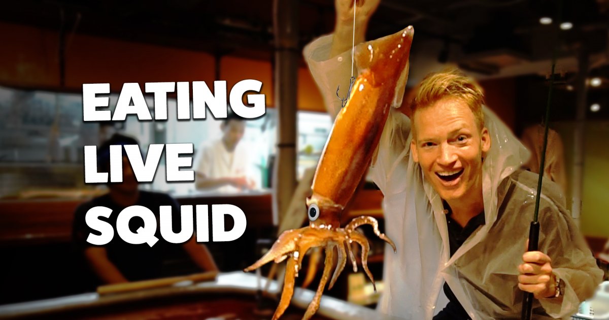 Eating Live Squid in Tokyo